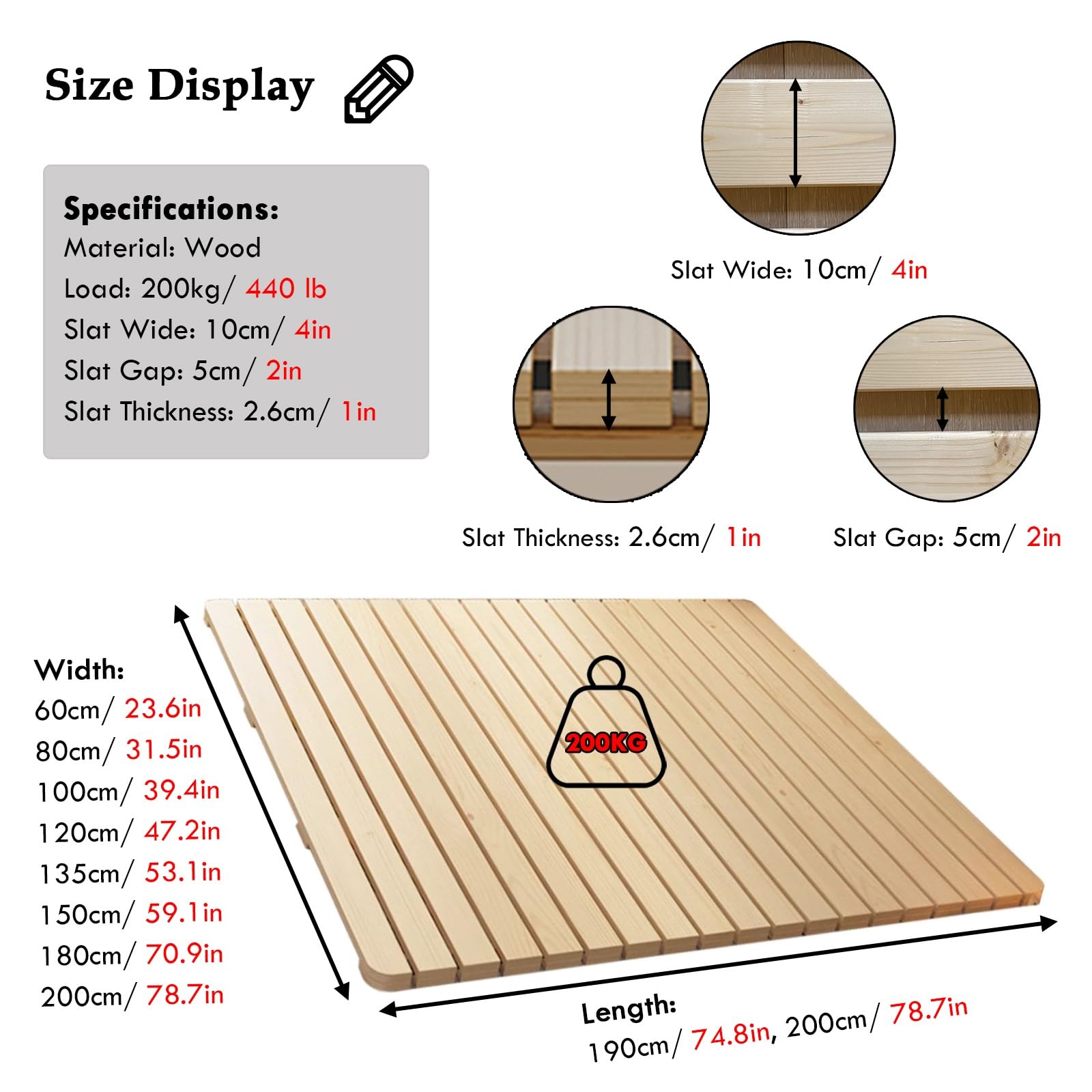 Queen King Size Roll Up Bed Slats Wooden Bunkie Board Replacement ...