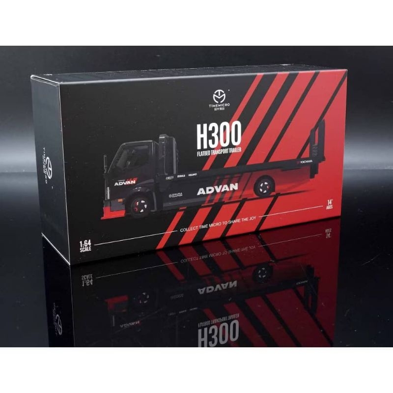 Time Micro 1:64 H300 Flatbed Transport Trailer Truck Advan Livery (New ...
