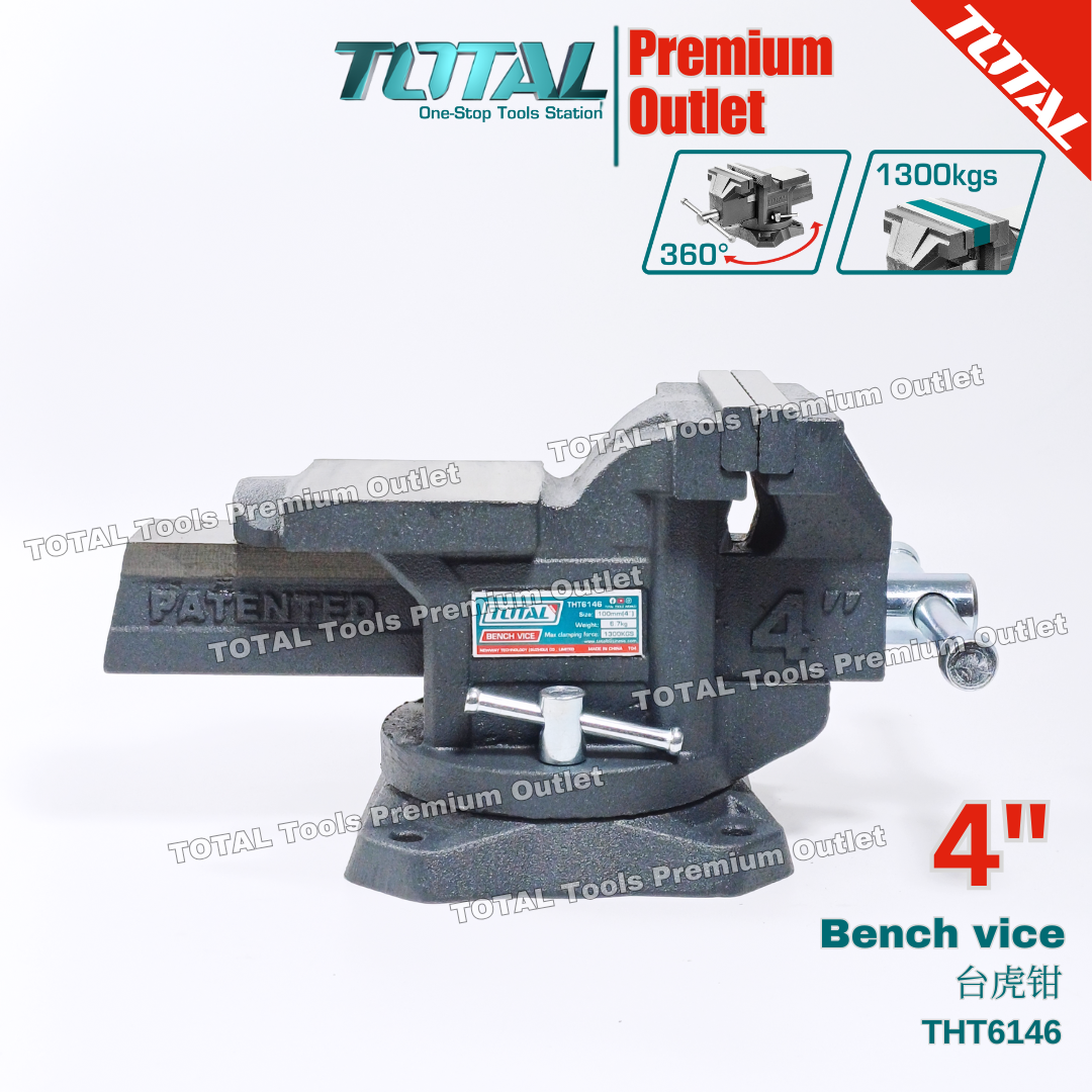 TOTAL Tools 4" 6" 8" Bench vice for woodworking metalworking with anvil ...
