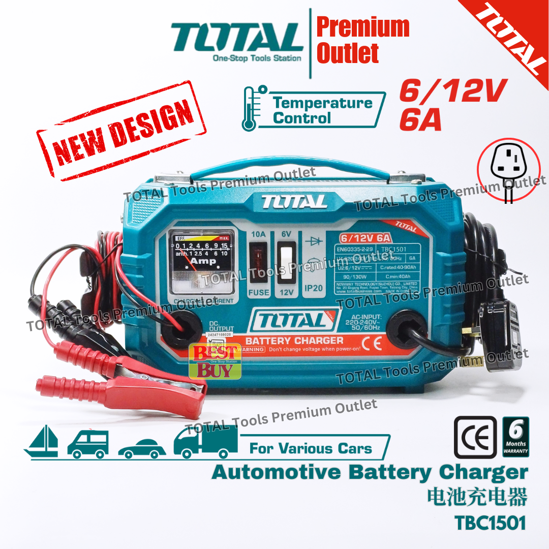 TOTAL Tools Automotive Battery Charger 6V/12V 汽车电池充电器 - TBC1501 ...