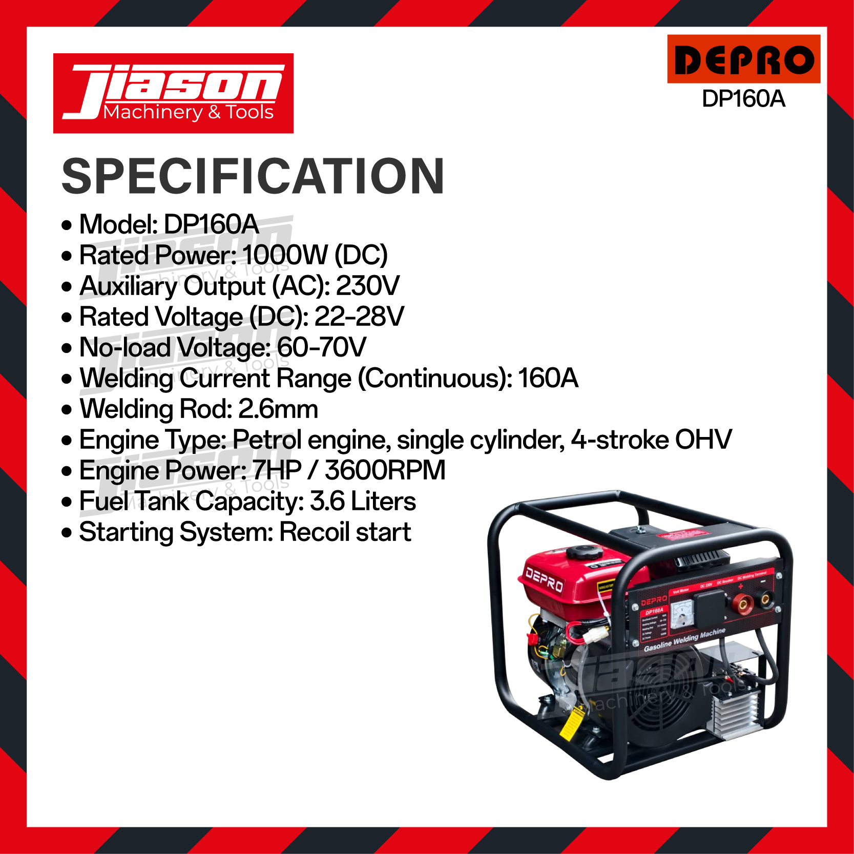 DEPRO DP160A 7HP Gasoline Welding Generator / Penjana | 1000W | Heavy ...