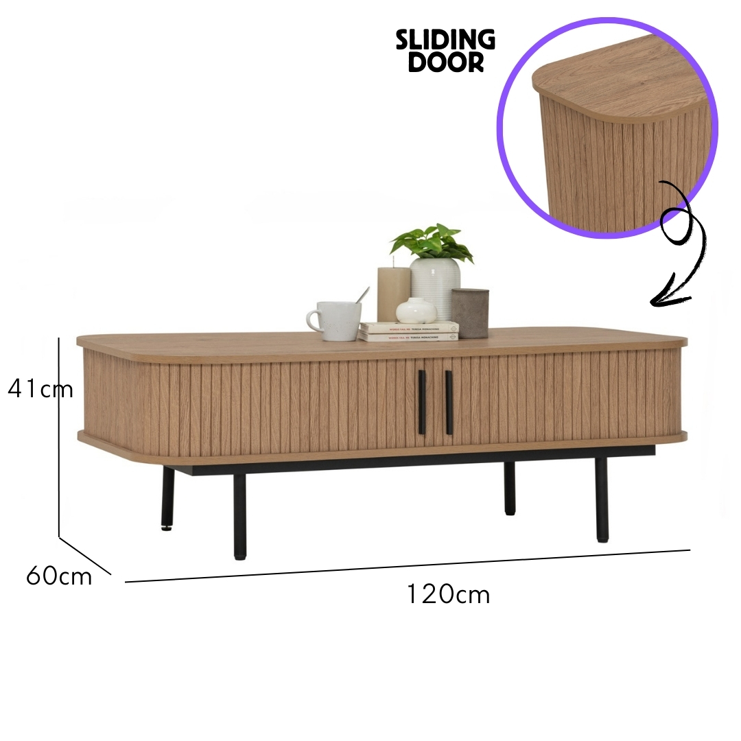 LOFT LIVING MAMU 120cm Sliding Door Coffee Table-Oak | Shopee Malaysia