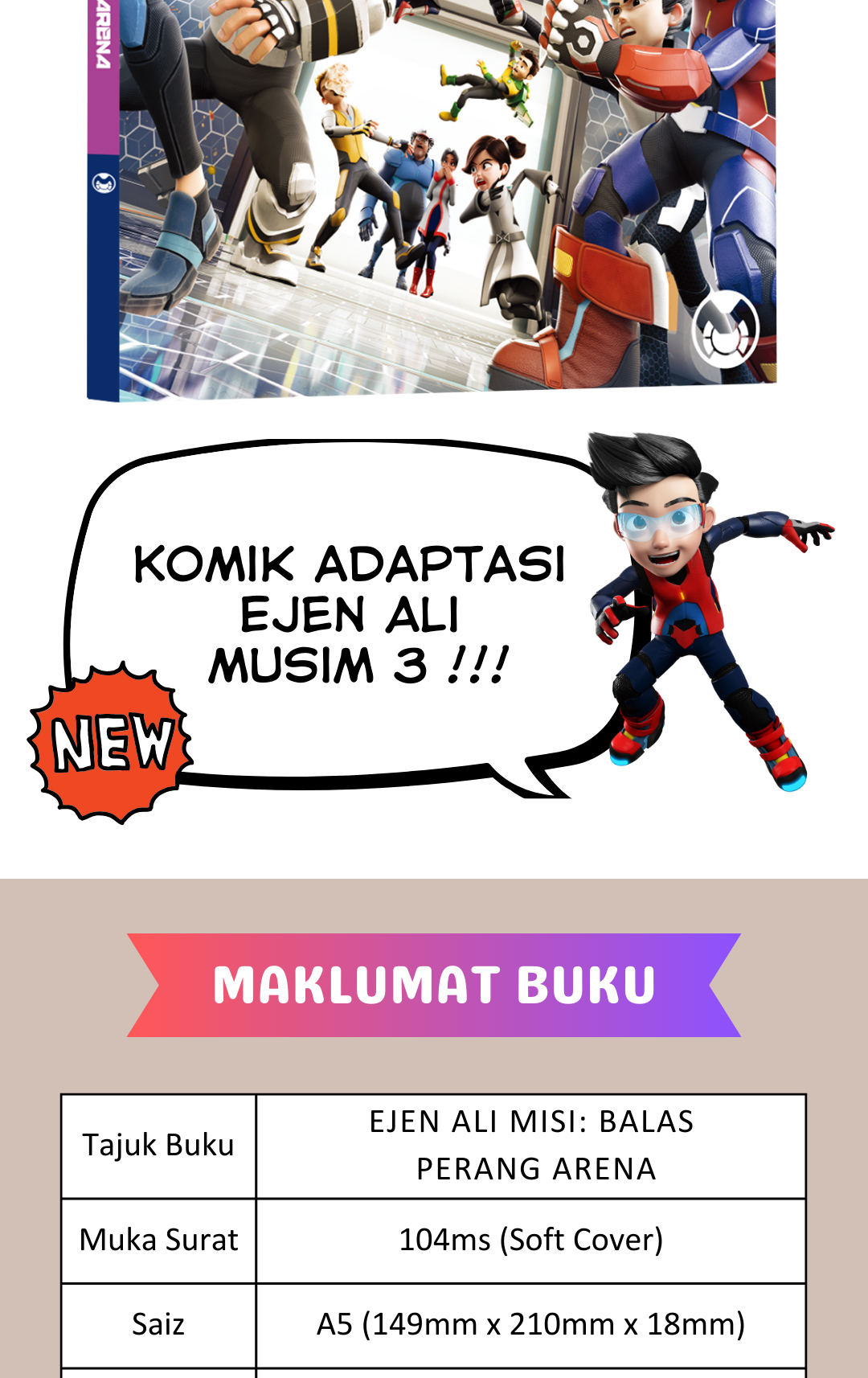 Komik Ejen Ali Season 3 EP 4 Misi Balas Perang Arena Komik Adaptasi 3 Komic kanak-kanak Buku ...