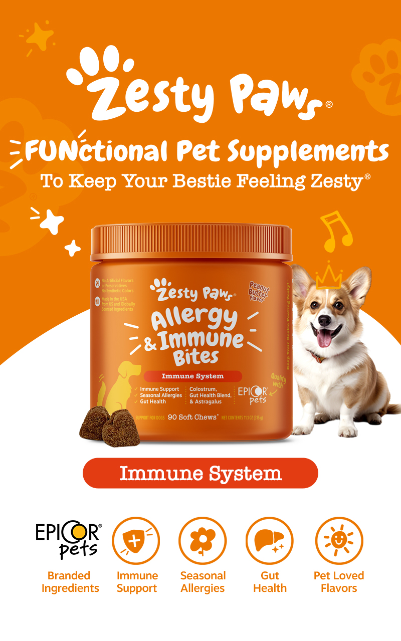 Zesty Paws Allergy & Immune Bites Dogs Immune - Peanut Butter Flavor ...