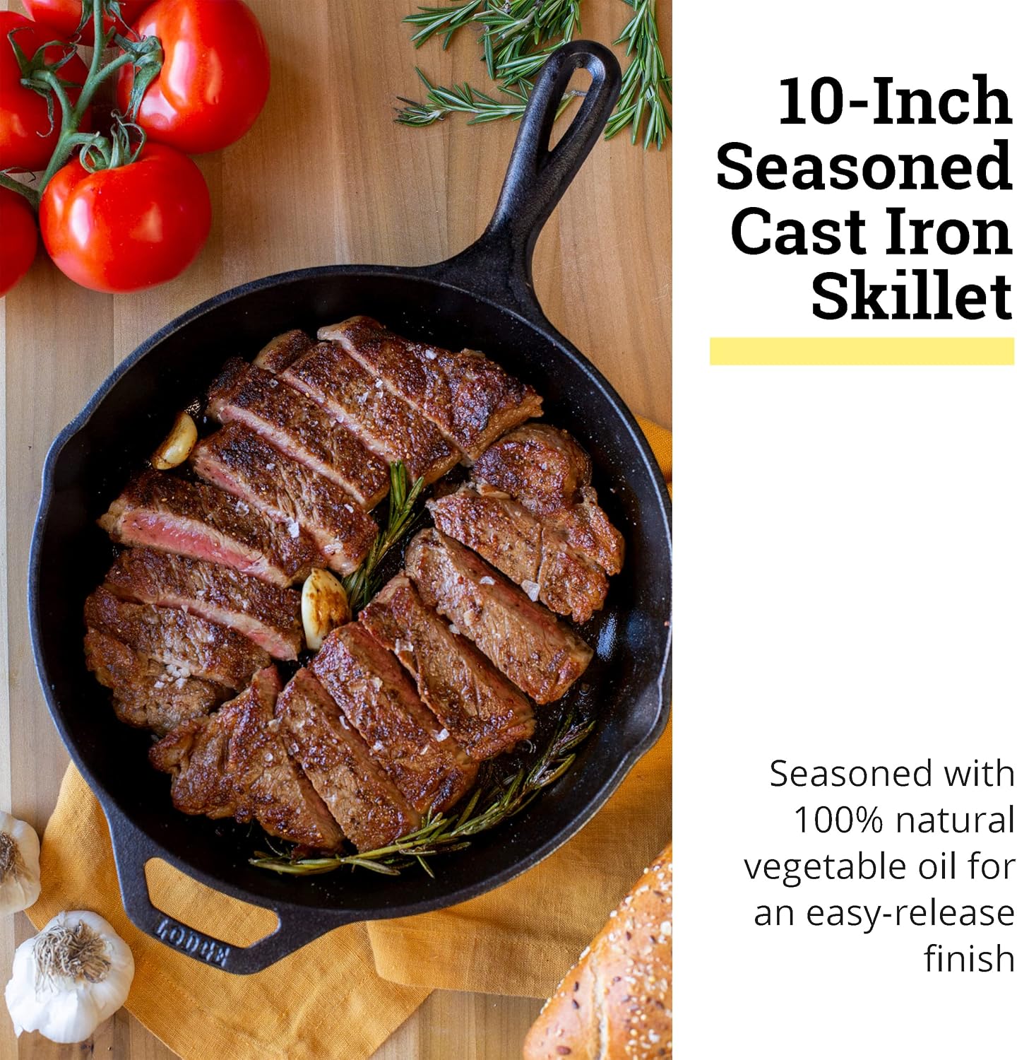 Lodge Cast Iron Chef Collection Skillet Pan (10" / 25cm) - Use in Oven ...