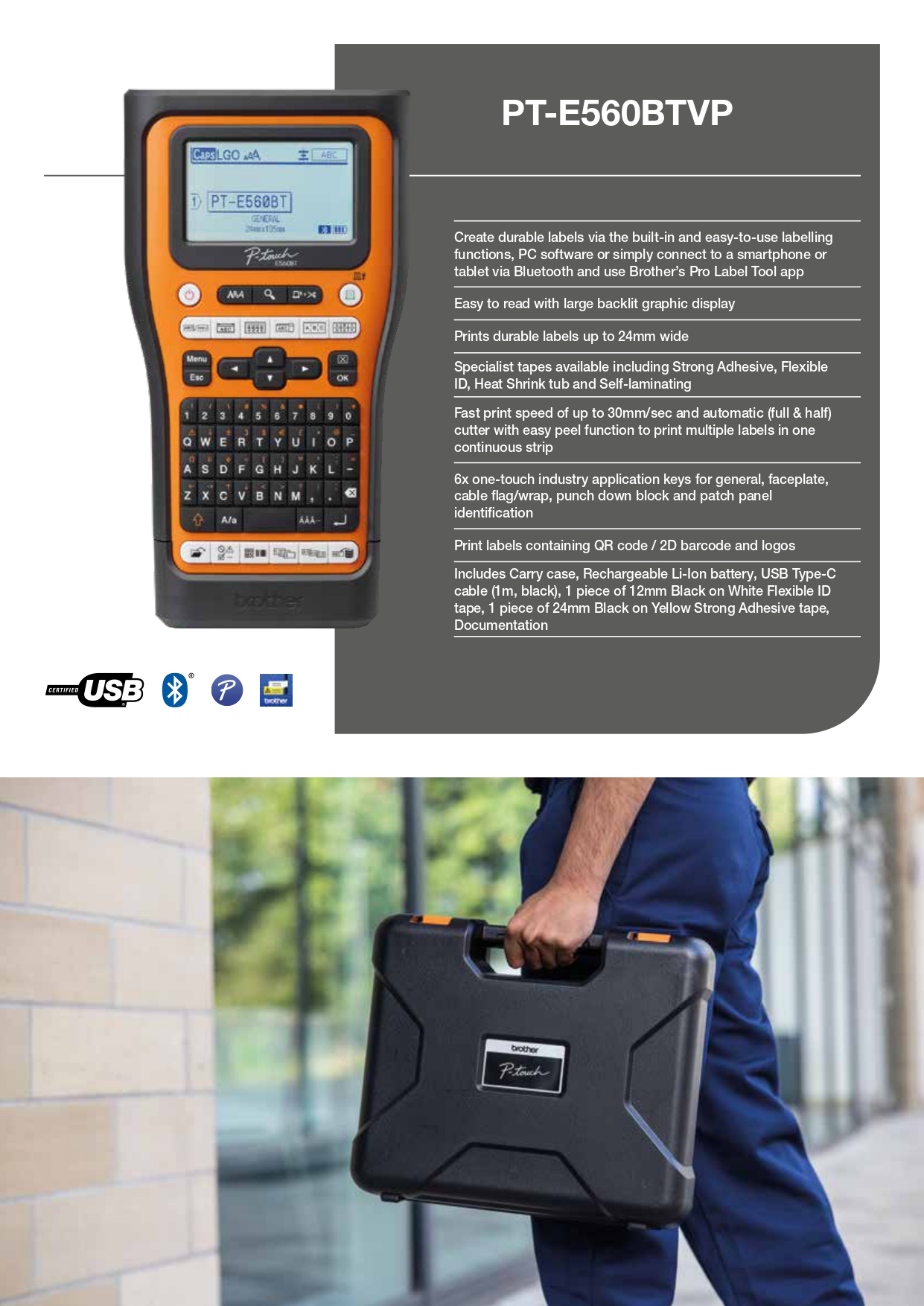 Brother Label Printer P-Touch PT-E560BTVP PT-E310BTVP Portable Label ...