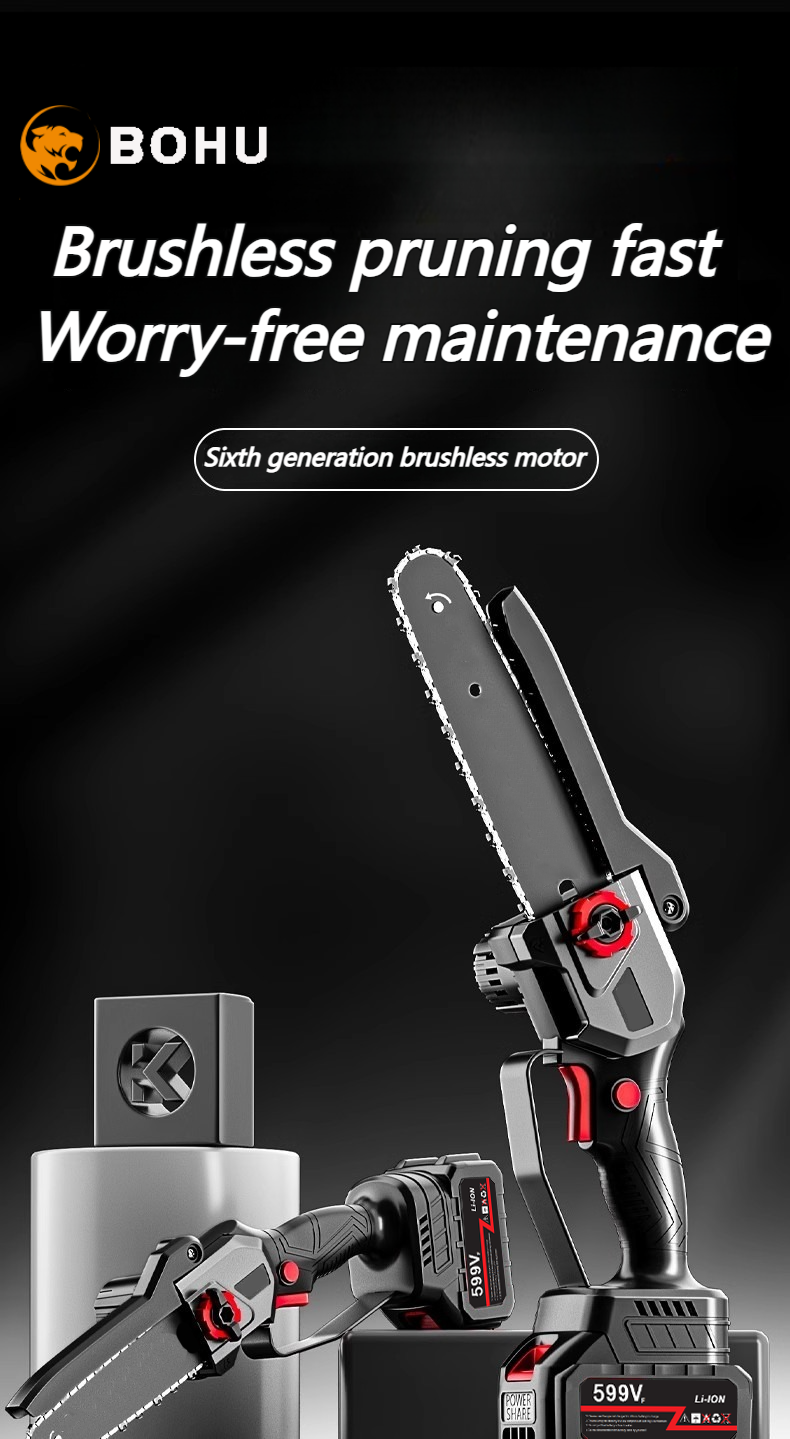 BOHU 6 inch Cordless Chainsaw Electric Wood Cutter Branch Pruning Saw ...