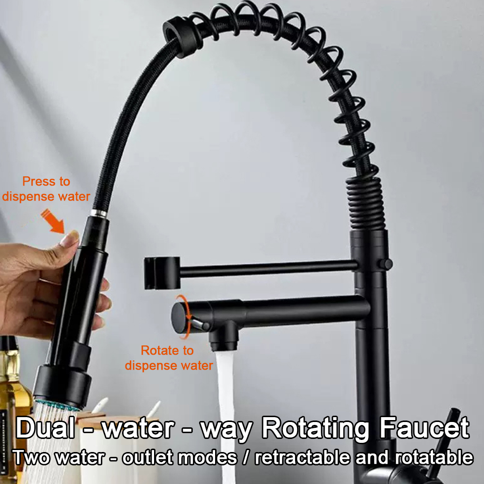 304 Stainless Steel Sink Spring Pull-out Faucet Household Kitchen 360 ...