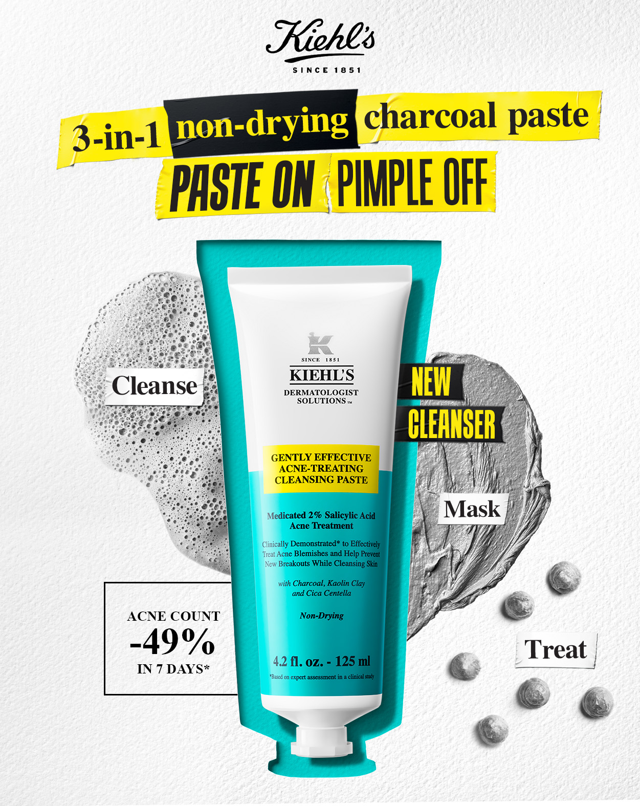 Kiehl's Gently Effective Blemish-Treating Cleansing Paste (125ml ...