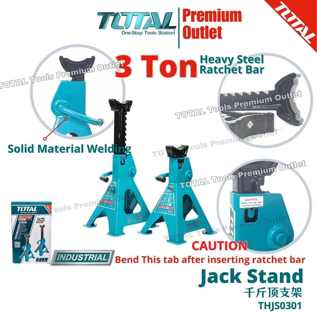 TOTAL Tools 2 ton / 3 ton Jack stand ( Large saddle, more stable ...