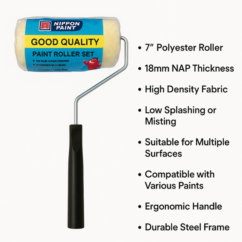 [1SET] TR840 NIPPON PAINT 7" Paint Roller With Handle Interior ...