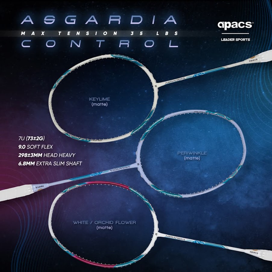 APACS Badminton Racket ASGARDIA LITE/CONTROL ( 100% Original ) Max ...
