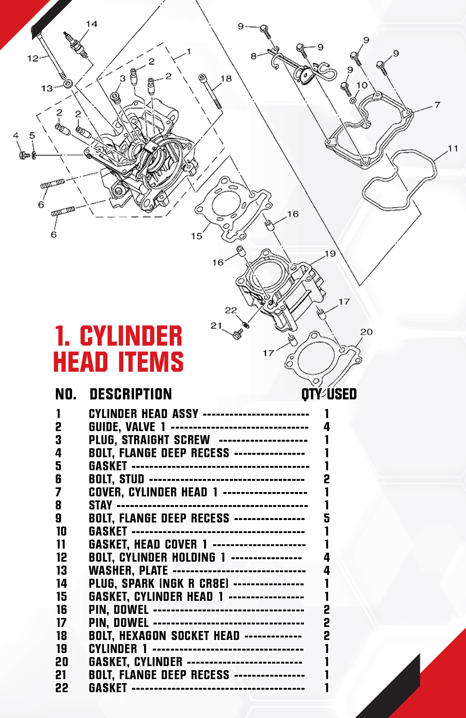 Yamaha Original Y15ZR Y15 V1 V2 Bahagian Engine Cylinder Head Top ...