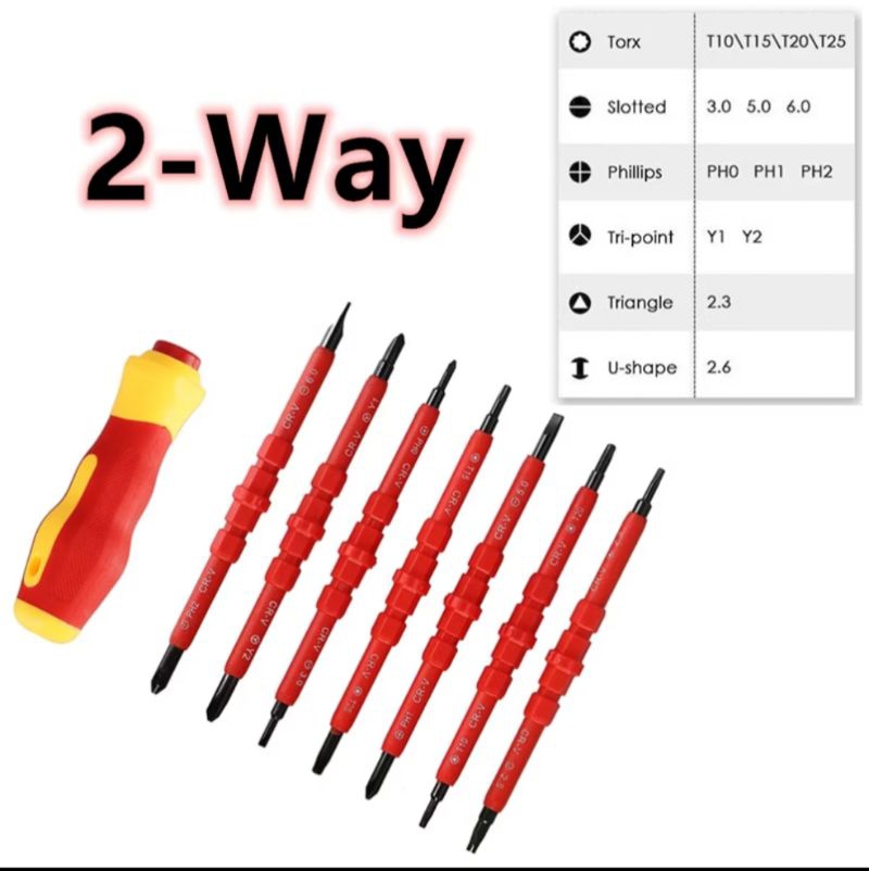 8pcs 7 in 1 Electrical Mechanic Insulated Screwdriver Set Multipurpose ...