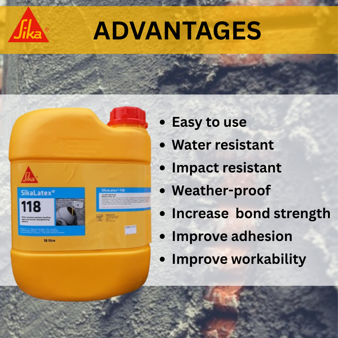 SIKA SikaLatex 118 Susu Gam Water-Resistant Polymer Bonding Agent Mortar Strengthening 4L 18L ...