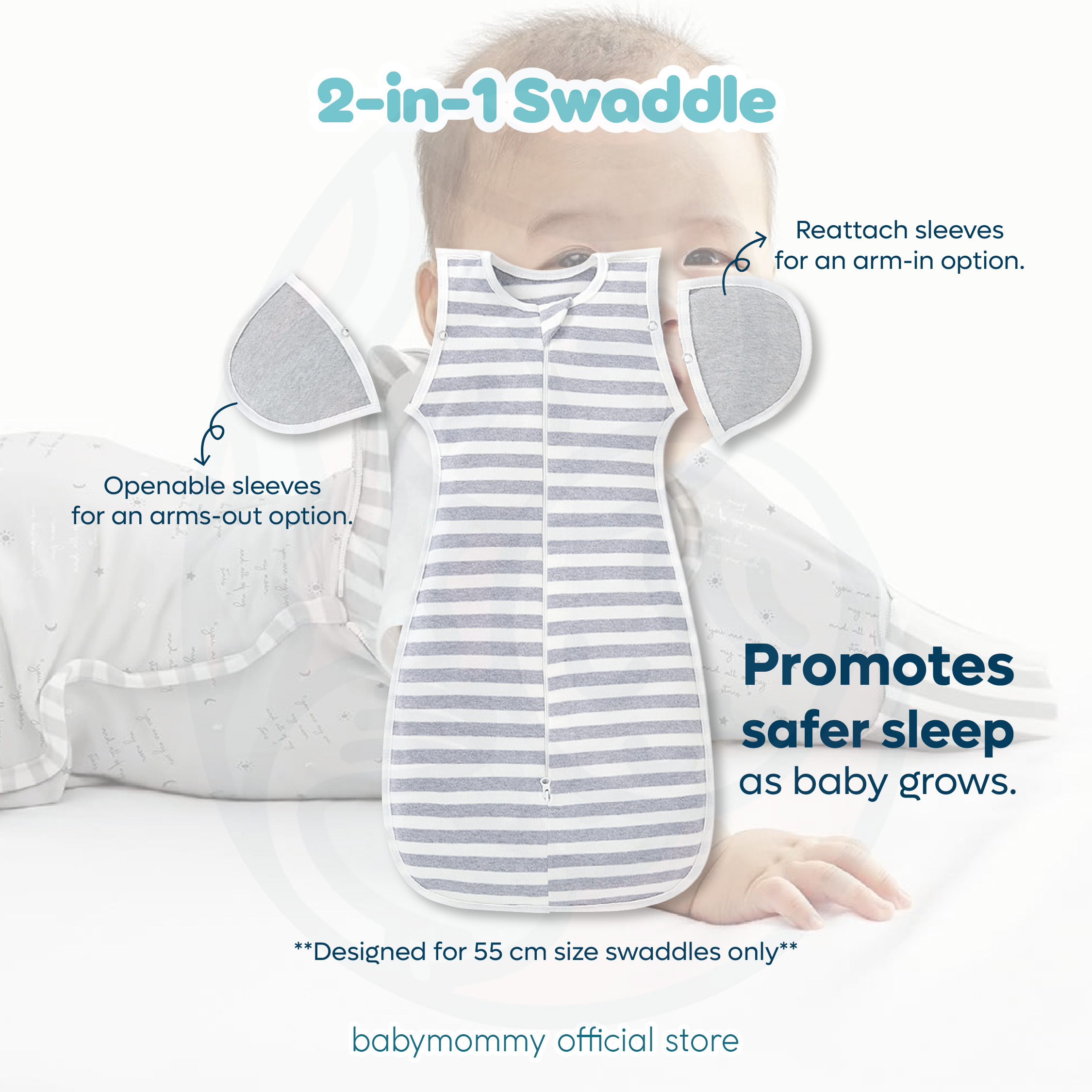 Ready Stock 🇲🇾 2 Ways Zip Baby Swaddle Zipper Newborn Infant Cotton ...