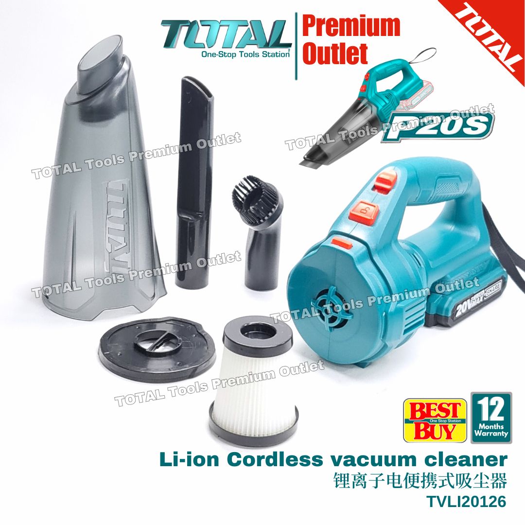 TOTAL Tools 20V series Li-Ion Cordless Portable Vacuum cleaner ...