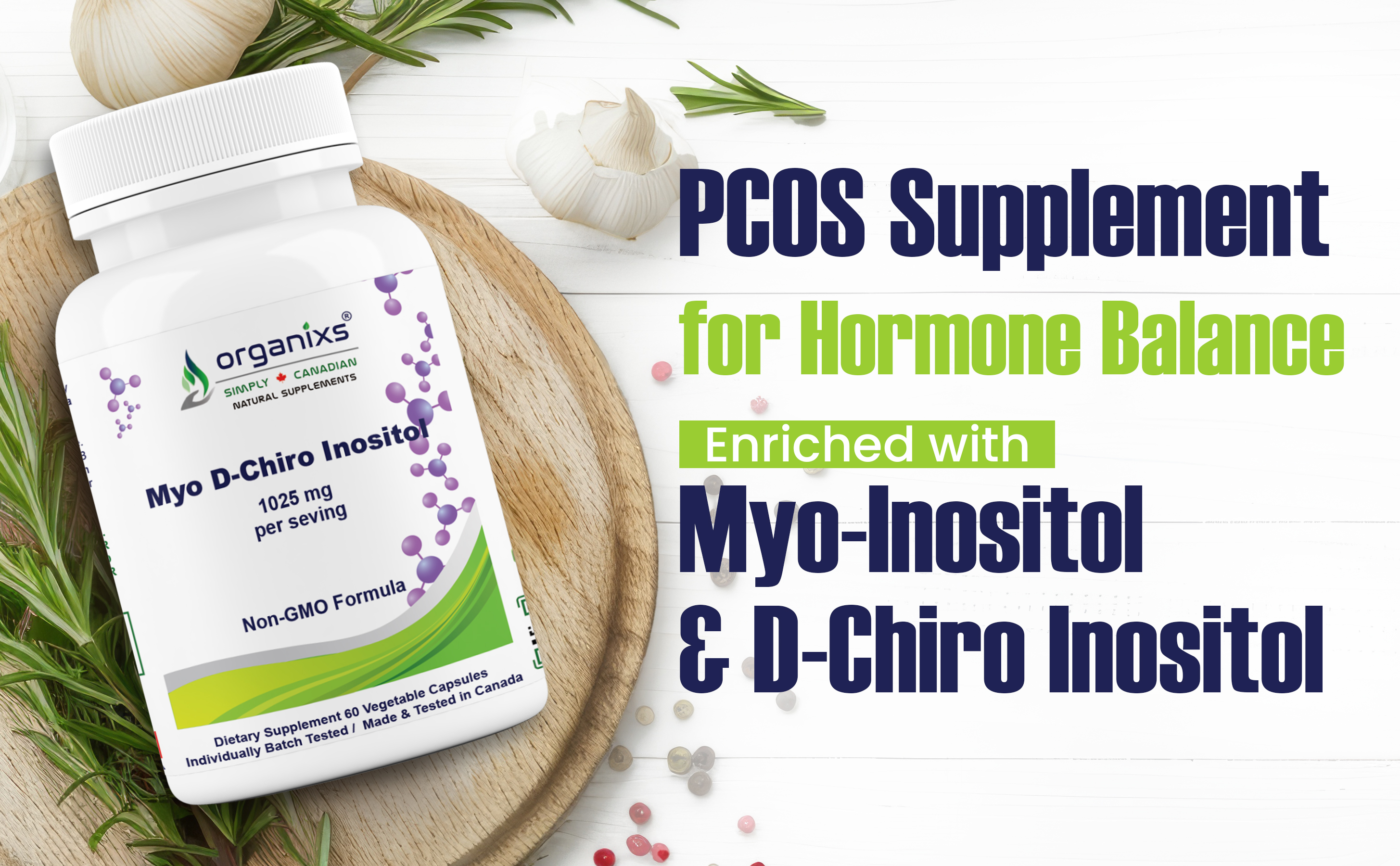 Organixs Myo-Inositol & D-Chiro Inositol 1025 mg PCOS Supplement for ...