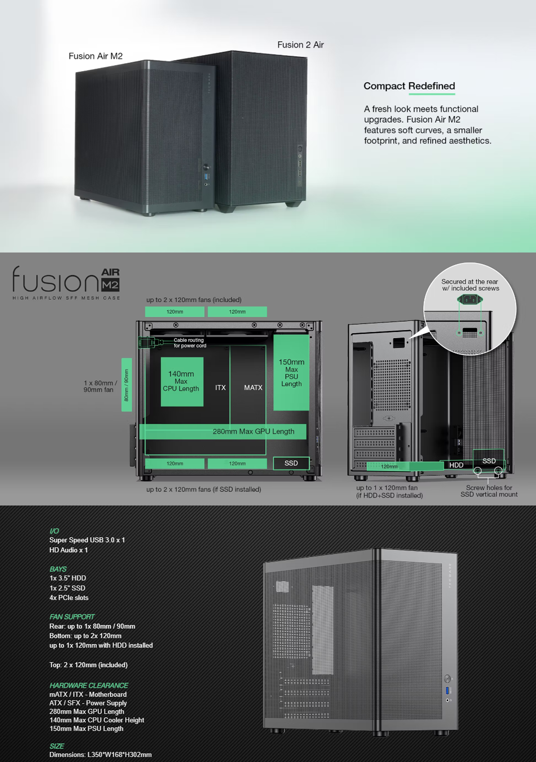 TECWARE FUSION AIR M2 SFF DESKTOP PC CASE / CASING - BLACK | Shopee ...