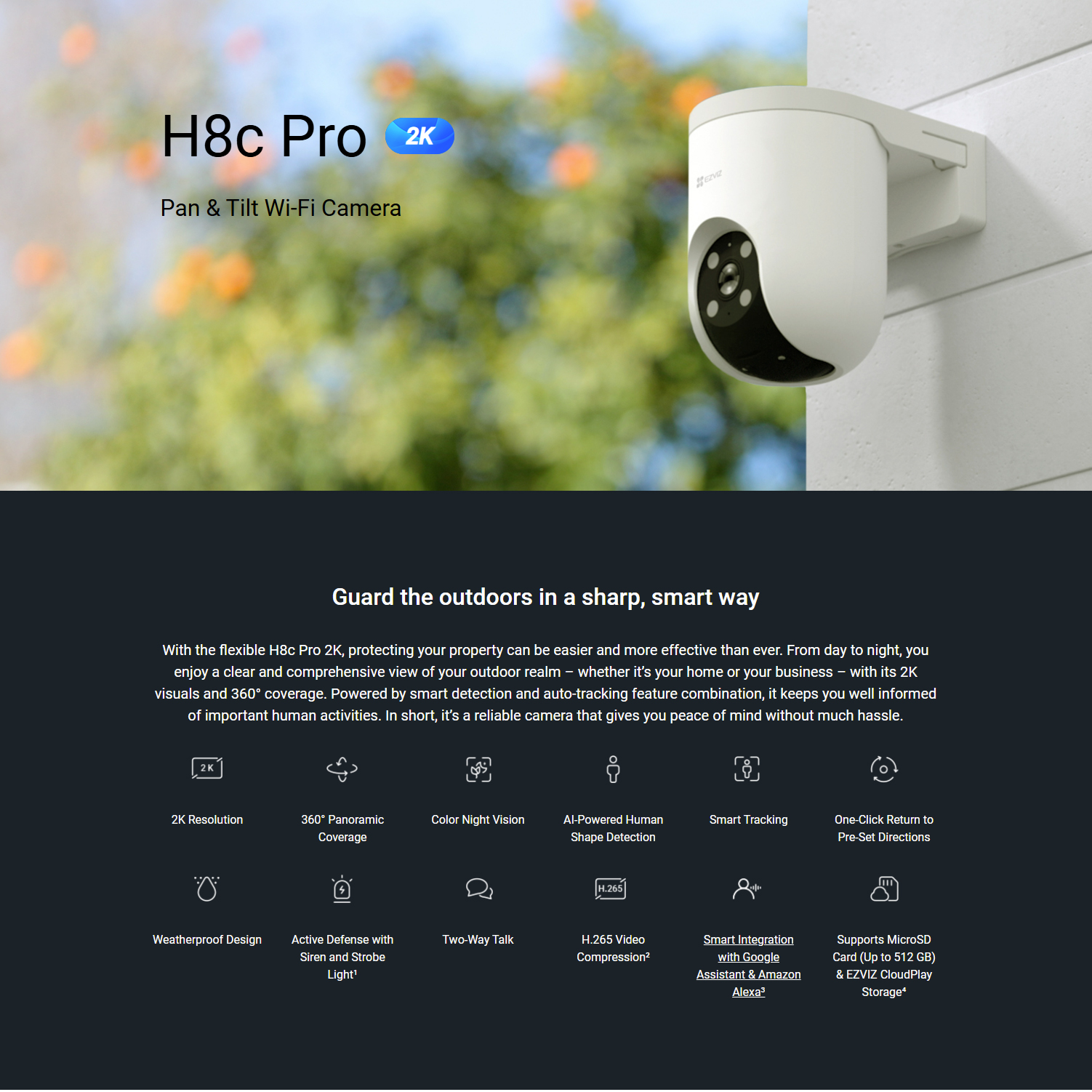 Ezviz H8C Pro 3MP 5MP 8MP Pan Tilt Two Way Talk Color Night Vision ...