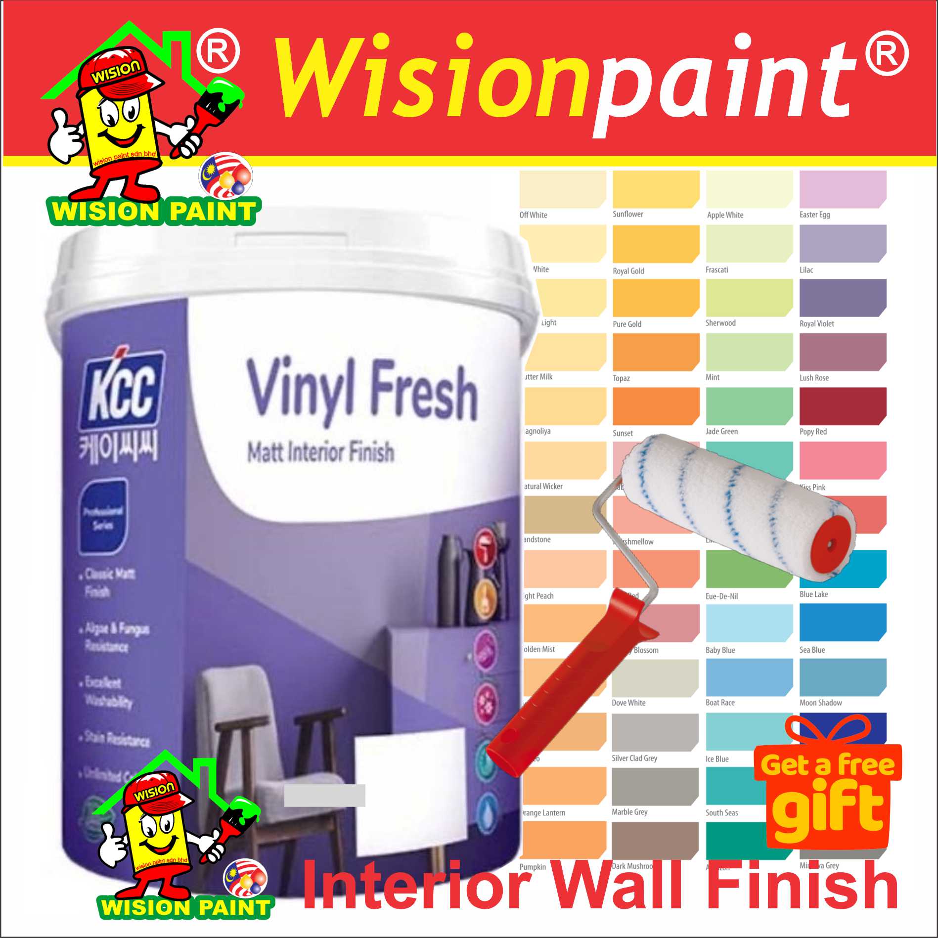 5 Liter KCC Paint Matt Interior Easy Wash (Vinyl Fresh ) | Shopee Malaysia