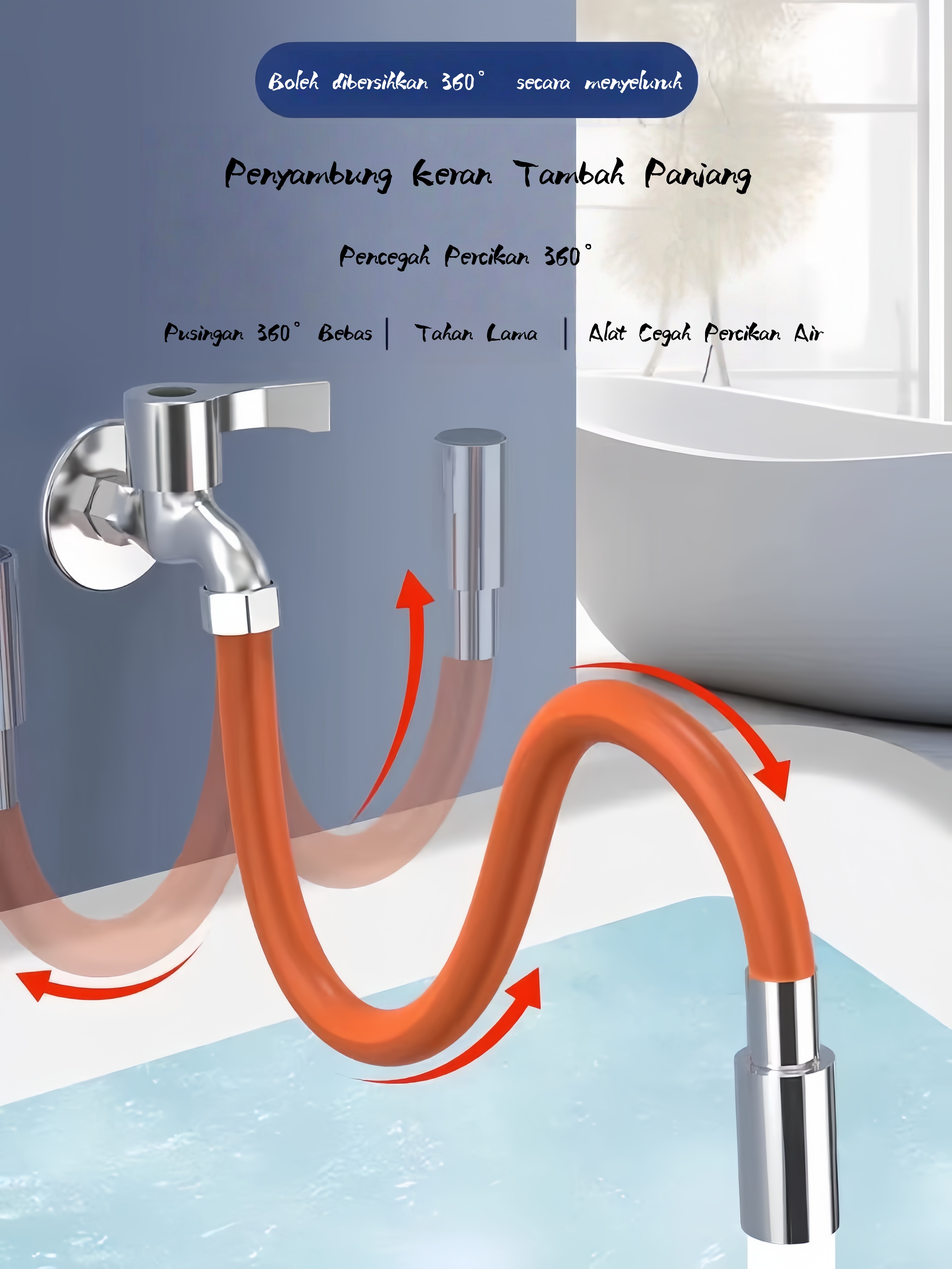 Alat Sambungan KeranUniversal Faucet Extender 360° Free Bending Water ...