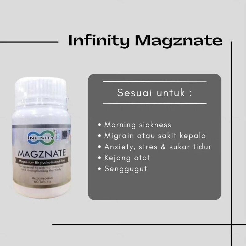 Infinity Magznate Magnesium Bisglycinaye & Zinc 60's [Exp:7/27 ...