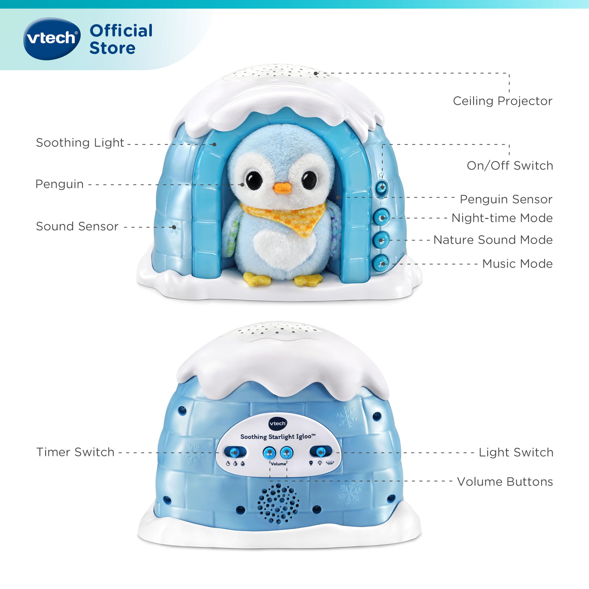 VTech Soothing Starlight Igloo New born baby soothing light projector ...