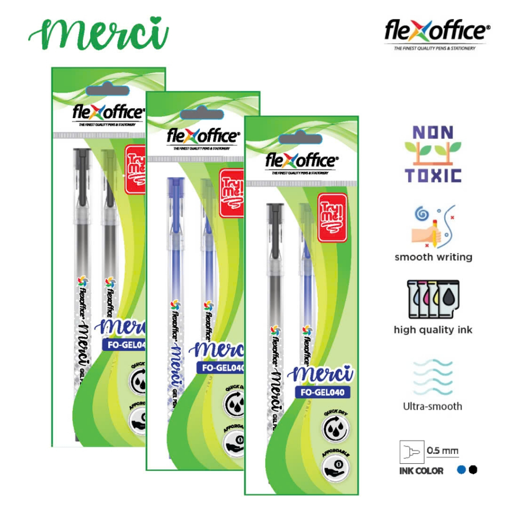 FlexOffice Merci Gel Pen 0.5 Quick Drying Large Capacity Bullet Tip ...