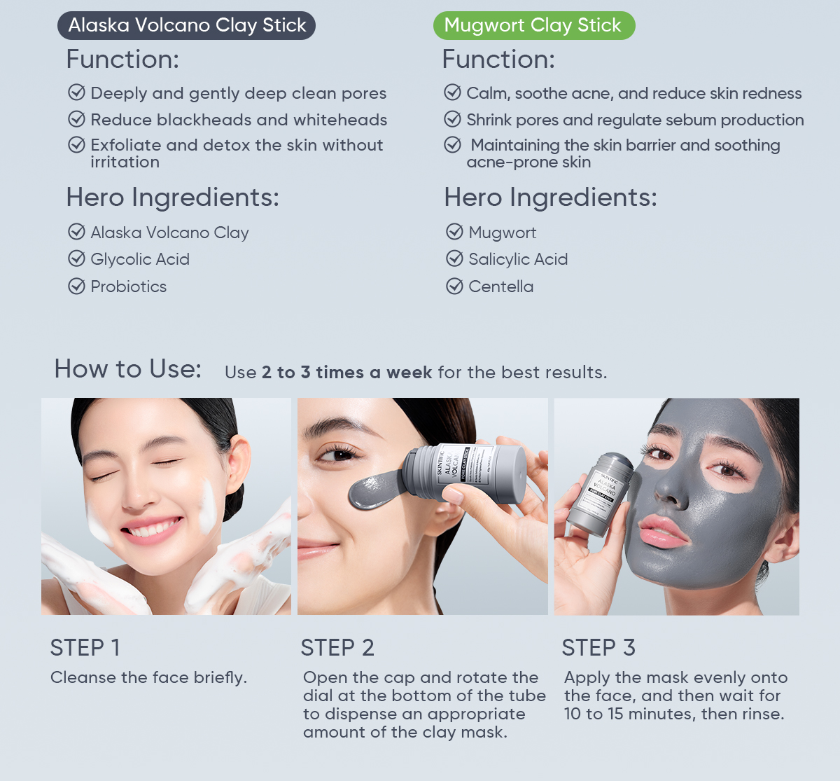 SKINTIFIC Alaska Volcano Pore Detox Clay Mask Stick Blackhead Removal ...