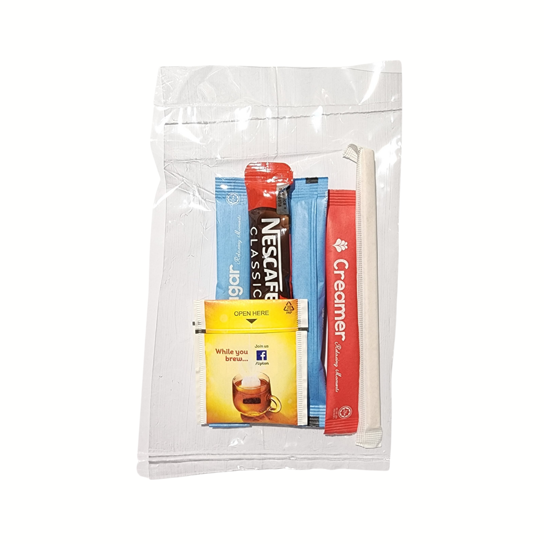 Hotel Room Beverage Combo Travel Set (Coffee+Tea+Sugar+Creamer+Stirrer ...