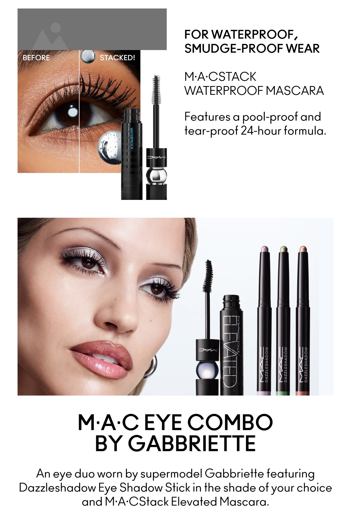 MAC MACStack Elevated Mascara / 36HR Lash Lift Curl, Buildable Volume ...