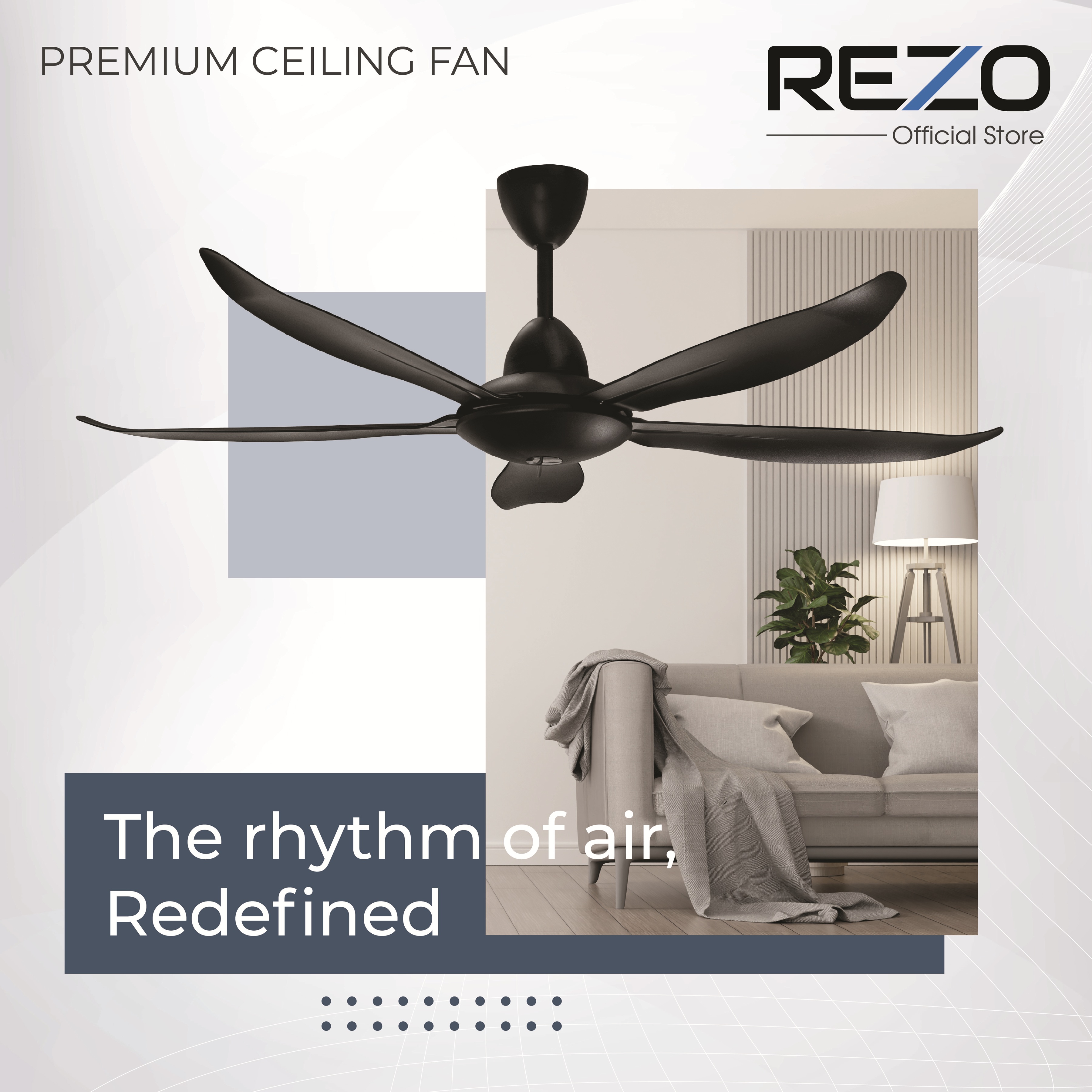 REZO Classic Series 56" 5 Blades DC Motor Ceiling Fan With Remote ...