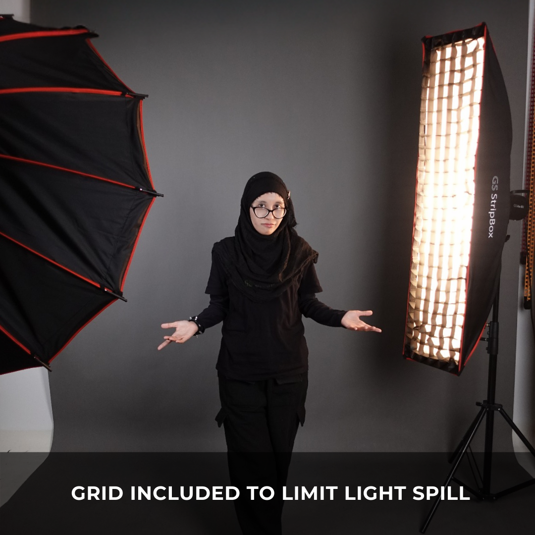 GS StripBox Rectangular Softbox with Grid 30x140cm for Rim Light & Full ...