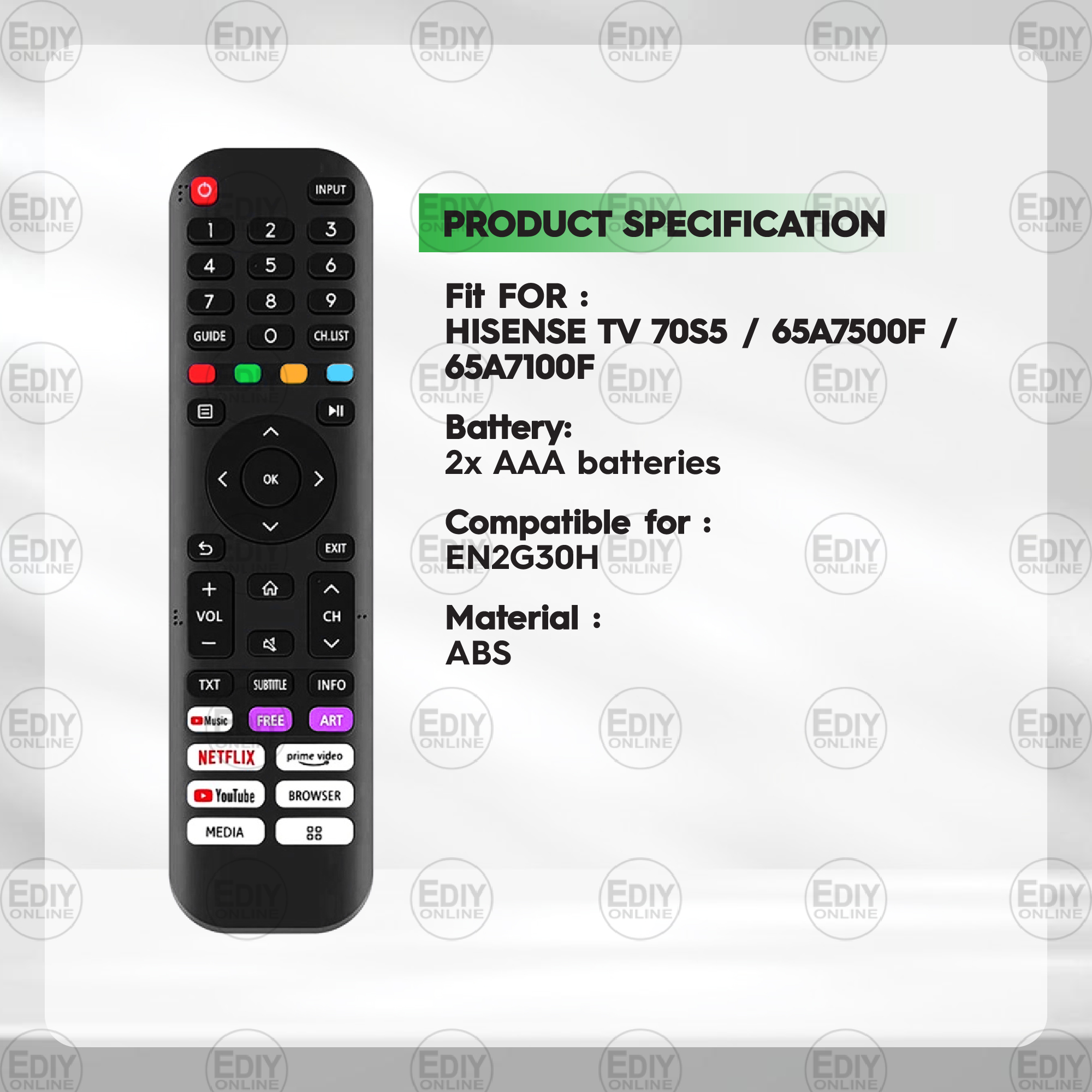 Remote Control For DEVANT Hisense EN2J30H EN2G30H VIDAA TV Remote ...