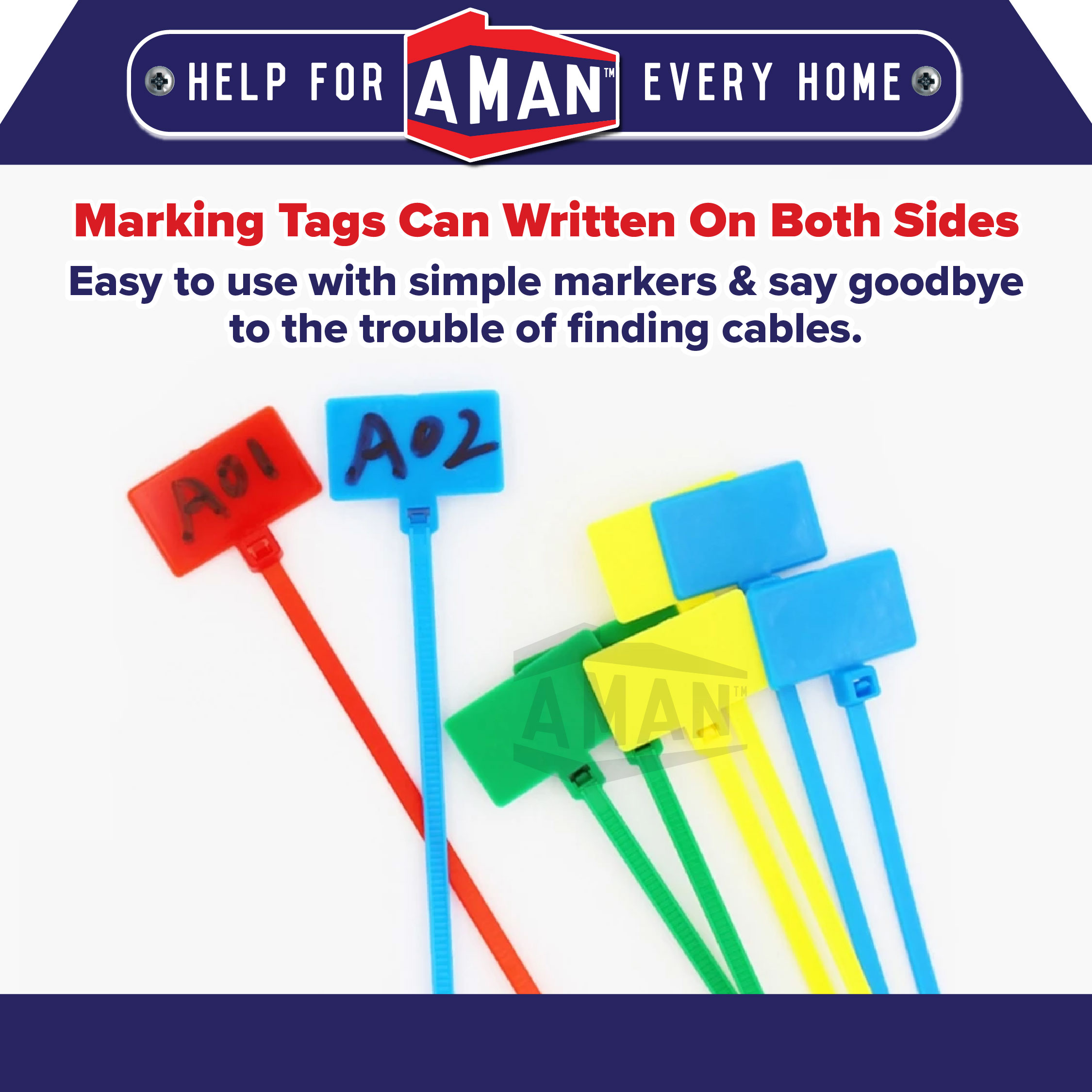 TREK Nylon Label Cable Tie 100pcs Wire Power Cable Label Mark Tags ...