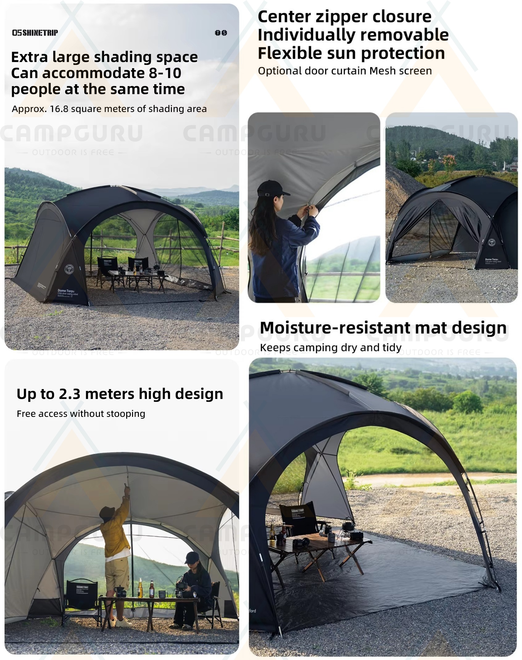 ShineTrip Dome Shelter Outdoor Tarp 05 Series A470-H00 PU3000mm Camping ...