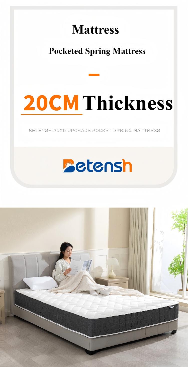 Betensh 25cm Pocket Spring Mattress Single Mattress Queen 20cm Mattress ...