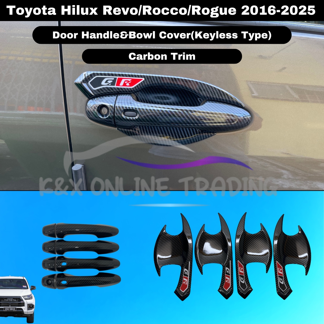 Toyota Hilux Revo/Rocco/Rogue 2016-2025 Carbon Trim/Glossy Black Door ...