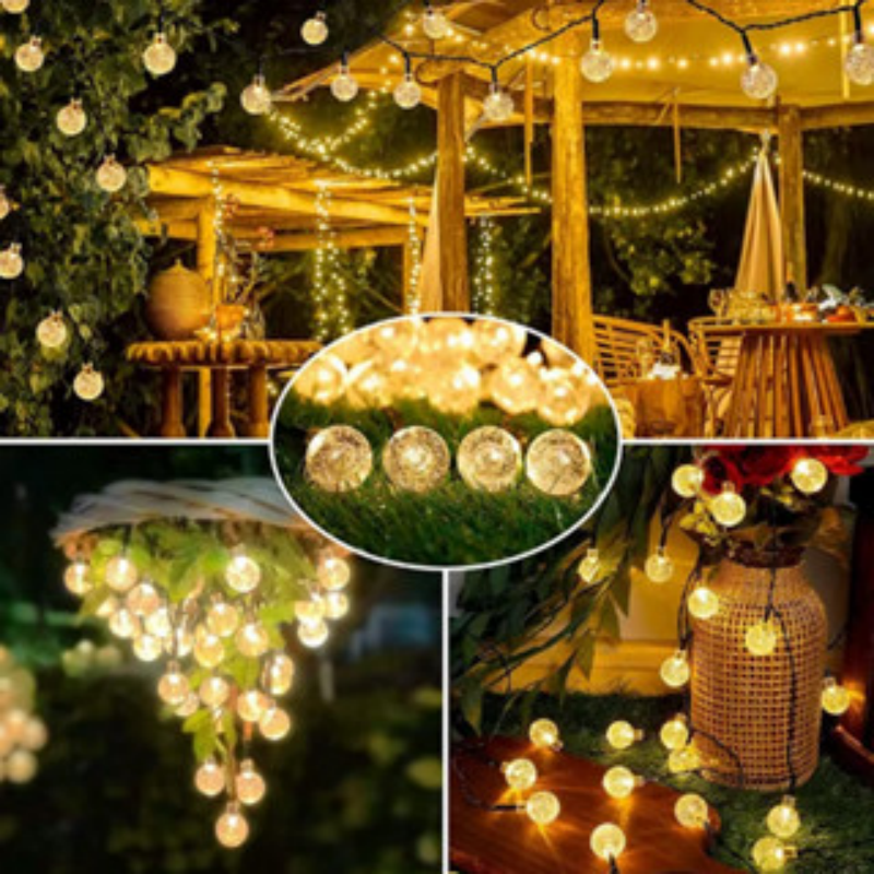 MLADEN Solar Bubble Ball Light String LED Waterproof Garden Raya Lampu ...