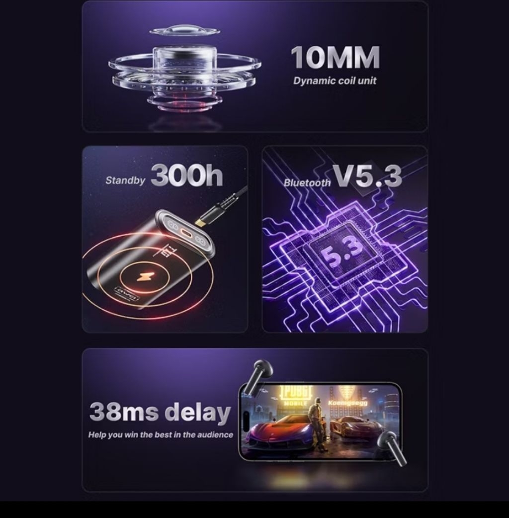 🎮 AWEI T70 Gaming Earbuds 🎧 True Wireless Bluetooth 5.3 with Charging Case 🔋 | 1 Year Warranty ...