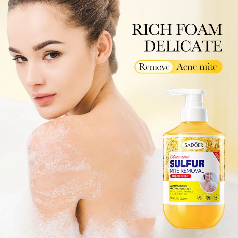 sulfur untuk gatal Shower Gel Sadoer Body Wash Acne Anti Mite Shower Sulfur Ingredient Anti Mite ...