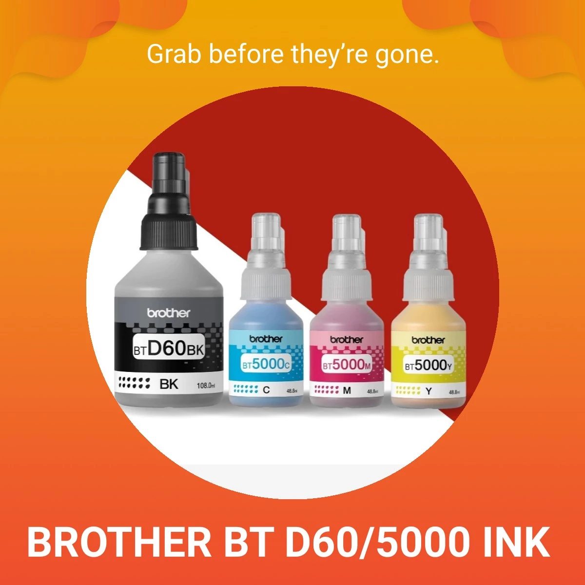 【𝐑𝐞𝐚𝐝𝐲 𝐒𝐭𝐨𝐜𝐤】Brother BT5000C/M/Y/BTD60BK Genuine Ink Cartridge Page Yield up to 5K/6.5K Pages ...
