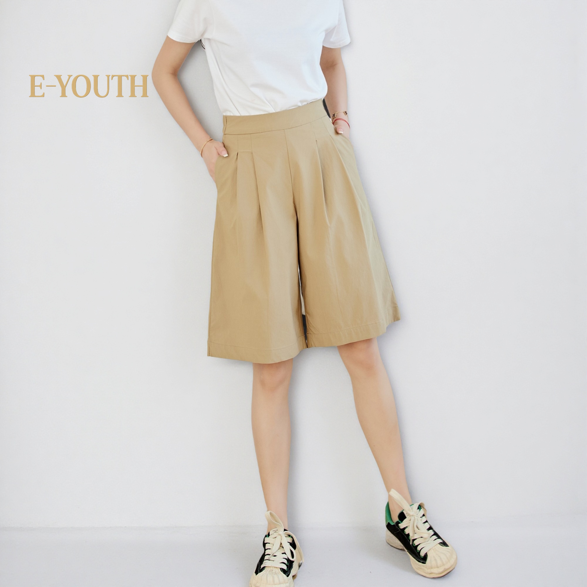 Eyouth 20161 Pleated A-Line Culottes Knee length ladies short pant ...