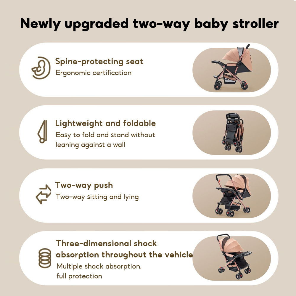 Baby Stroller Foldable 2 Way Stroller Baby Travel Can Sit and Lie ...