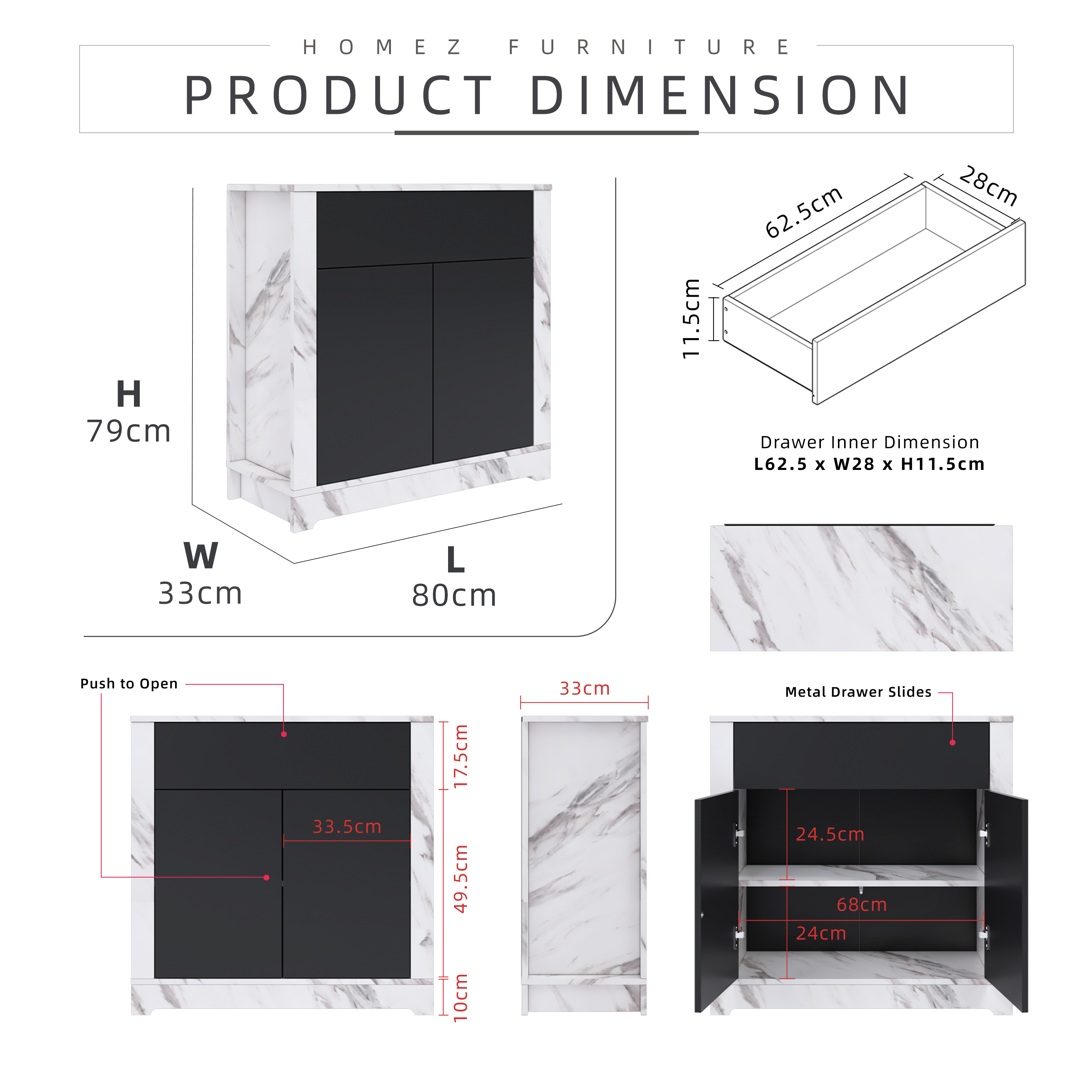 KitchenZ AURORA Series TV Cabinet Display Cabinet Coffee Table Push to ...