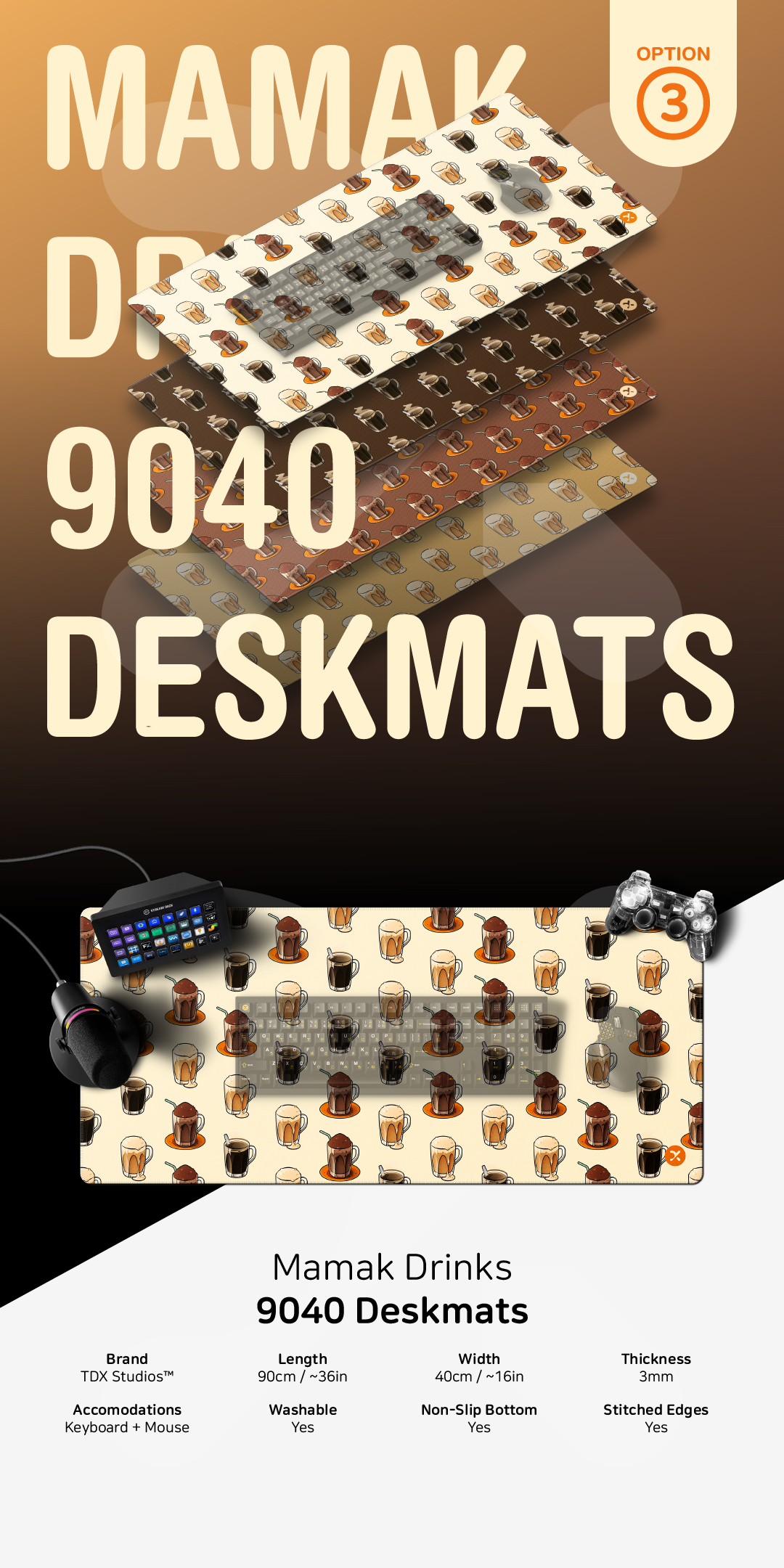 [9040 DESKMATS] Mamak Drinks OP3 | 90cm x 40cm In-House Deskmat Designs 3mm Stitched Edges ...