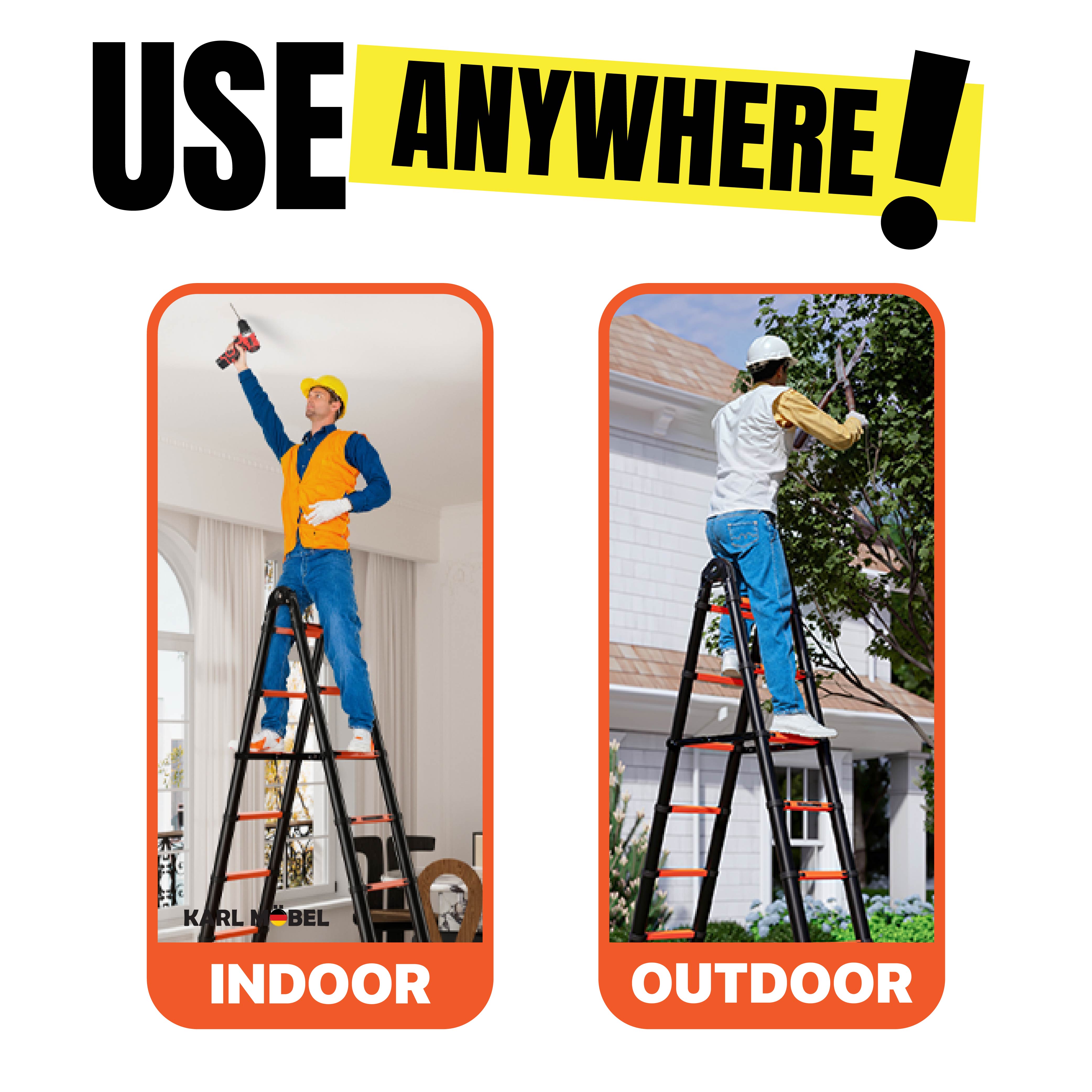 Tangga Lipat Ladder Heavy Duty Telescopic Foldable Ladder Double Sided ...