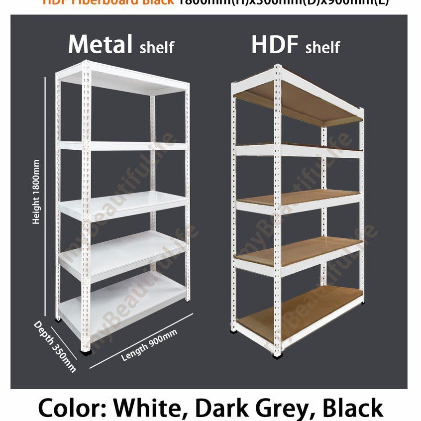 3/6 Tier Rack Metal Boltless Steel Rack Multipurpose Rack Rak Besi ...