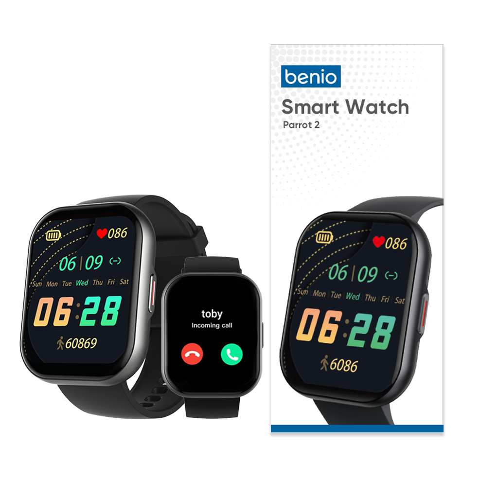 Benio Parrot 2 IPS Bluetooth Call Smart Watch For Men & Women (2.02 ...